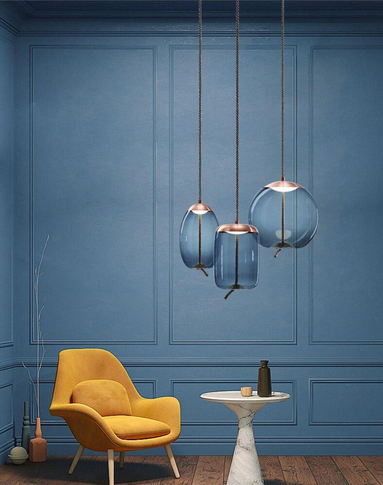 Posmo Single Drop Glass Pendant Light Gold or Blue – ACELOFA