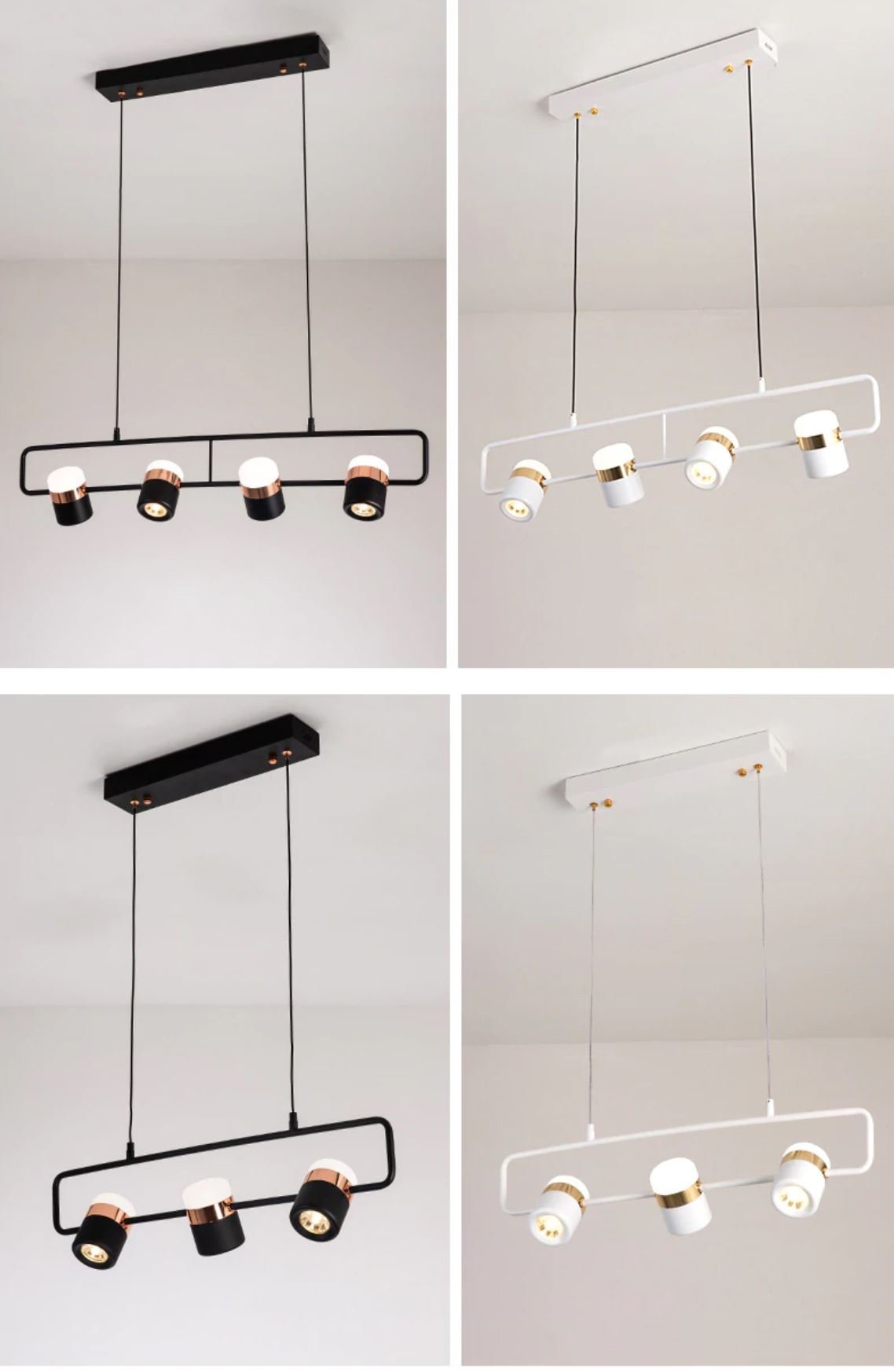 Pendant Light for Kitchen Island 3, 4, 5 or 6 Lights White or Black Rosegold – ACELOFA